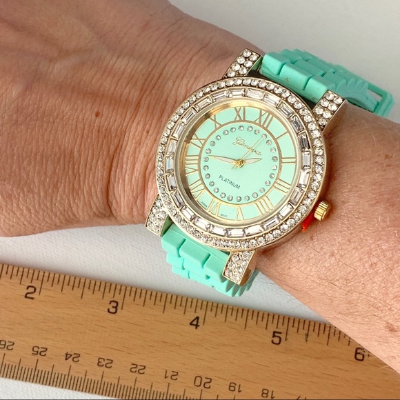 Geneva | Accessories | Mint Silicone Rhinestone Watch | Poshmark